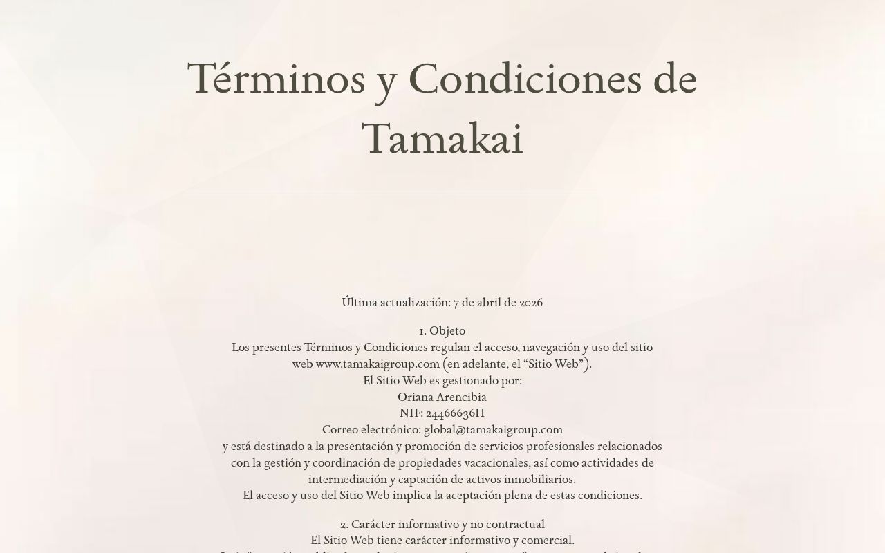 Términos y Condiciones Tamakai